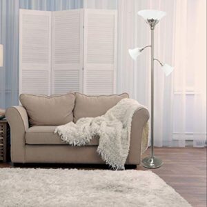 Elegant Designs LF2002-BSN 3 Light Scalloped Glass Shades Floor Lamp, Brushed Nickel