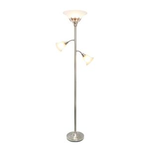 Elegant Designs LF2002-BSN 3 Light Scalloped Glass Shades Floor Lamp, Brushed Nickel