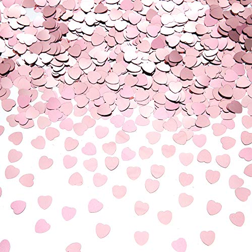 EMAAN Rose Gold Heart-Shaped Small Metallic Foil Confetti for Table Wedding Birthday Party Decoration,Diameter 10mm(Rose Gold)