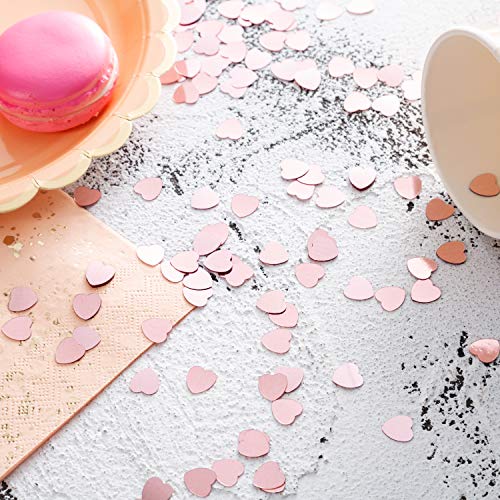 EMAAN Rose Gold Heart-Shaped Small Metallic Foil Confetti for Table Wedding Birthday Party Decoration,Diameter 10mm(Rose Gold)