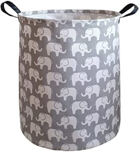 kunro large sized storage basket waterproof coating organizer bin laundry hamper for nursery clothes toys (elephant)