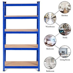 Tangkula Metal Storage Shelves, 60inches Heavy Duty Frame Organizer, 5-Tier Garage Shelf, Multi-Use Storage Shelving Unit, Storage Rack with Adjustable Shelves (30" L×12" W×60" H) (2)