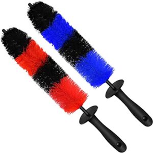 2-pack master wheel brush, easy reach wheel and rim detailing brush 18’’ long soft bristle, car wheel brush, rim tire detail brush,multipurpose use for wheels,rims,exhaust tips,motorcycles