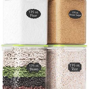 Chef's Path Extra Large Plastic Food Storage Containers with Lids for Flour & Sugar (4 PC, 175 Oz) - Airtight Kitchen & Pantry Organization for Bulk Food Storage, BPA-Free Kitchen Canisters