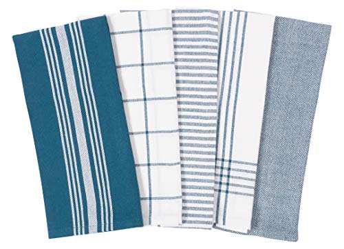 KAF Home Soho Kitchen Dish Towel Set of 10 | 18 x 28 Inch Tea Towels | Soft and Absorbent Mixed Set of Flat Towels (Teal)