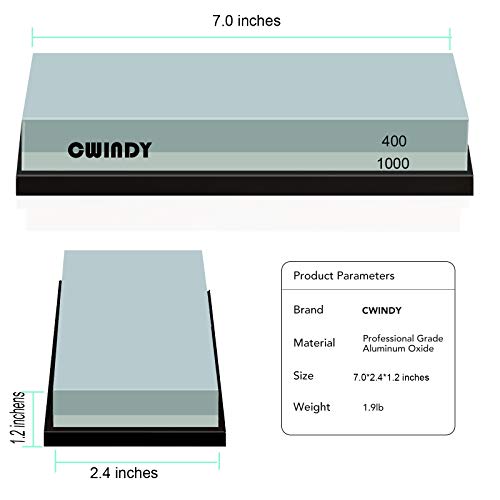 Whetstone Sharpening Stone Kit Dual Sided 400/1000 Grit Professional Whetstone Knife Sharpener Stone Wet Stone Set Nonslip Rubber Base