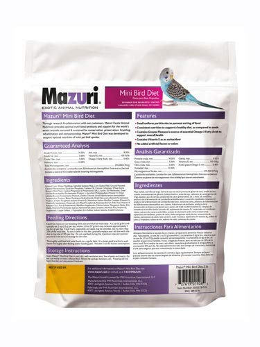 Mazuri | Nutritionally Complete Food for Mini Birds | 2 Pound (2 lb.) Bag