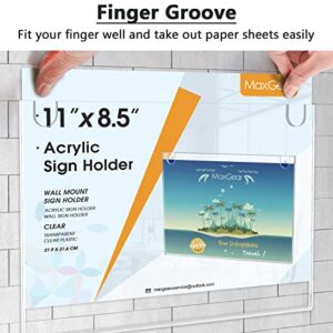 MaxGear Acrylic Sign Holder 8.5 X 11 Wall Mount Sign Holder Clear Plastic Picture Frames with 3M Tape Adhesive and Screws for Office, Home, Store, Restaurant - Landscape, 6 Pack