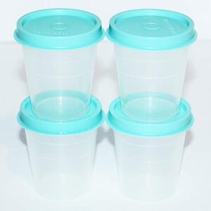 tupperware vintage set of 4 midgets 2 ounce mini containers seafoam aqua blue country pastel