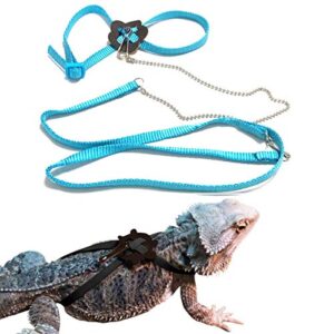 sawyd adjustable reptile lizard harness leash,turtle lizard pet traction belt bearded dragon accessories soft small pet animal harness rope -1.2m (blue)