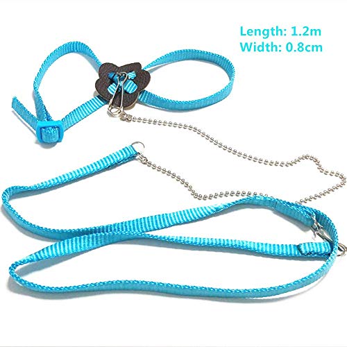 Sawyd Adjustable Reptile Lizard Harness Leash,Turtle Lizard Pet Traction Belt Bearded Dragon Accessories Soft Small Pet Animal Harness Rope -1.2M (Blue)