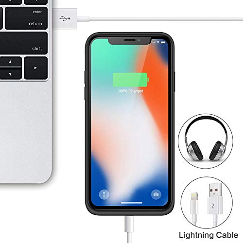 Feob Battery Case for iPhone Xs/X, Rechargeable 6500mAh Portable Charging Case Extended Battery Pack Cover Power Bank Charger Case for iPhone Xs/X[5.8 inch]-Black