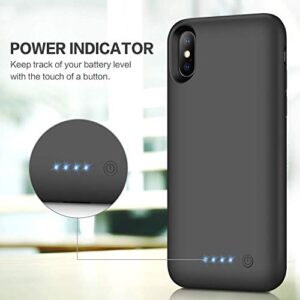 Feob Battery Case for iPhone Xs/X, Rechargeable 6500mAh Portable Charging Case Extended Battery Pack Cover Power Bank Charger Case for iPhone Xs/X[5.8 inch]-Black