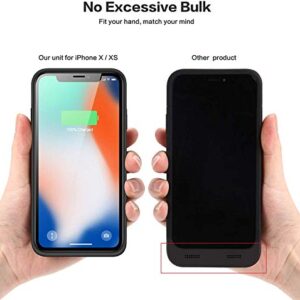 Feob Battery Case for iPhone Xs/X, Rechargeable 6500mAh Portable Charging Case Extended Battery Pack Cover Power Bank Charger Case for iPhone Xs/X[5.8 inch]-Black