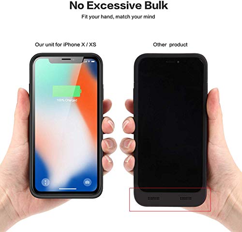 Feob Battery Case for iPhone Xs/X, Rechargeable 6500mAh Portable Charging Case Extended Battery Pack Cover Power Bank Charger Case for iPhone Xs/X[5.8 inch]-Black