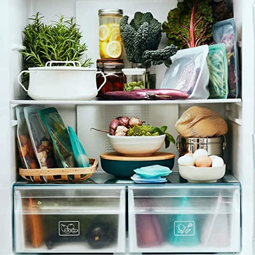 Stasher Silicone Reusable, Stand-Up Mid (Aqua) | Food Meal Prep Storage Container | Lunch, Travel, Makeup, Gym Bag | Freezer, Oven, Microwave, Dishwasher Safe, Leakproof