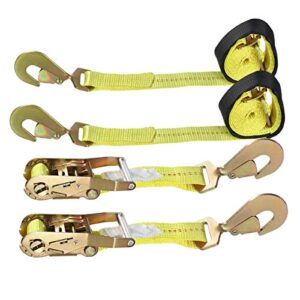 partsam 9.5ft axle tie down strap ratchet w/snap hook - 2 pcs/set 10000 lbs break strength - 3300 lbs safe working load, use to haul any car truck atv utv suv etc.