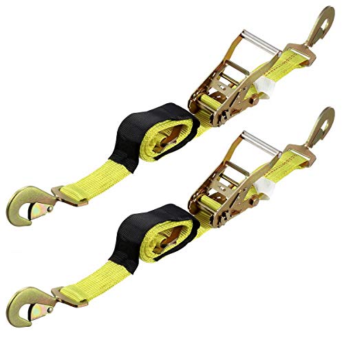 Partsam 9.5FT Axle Tie Down Strap Ratchet w/Snap Hook - 2 Pcs/Set 10000 lbs Break Strength - 3300 lbs Safe Working Load, Use to Haul Any Car Truck ATV UTV SUV etc.