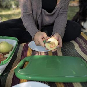 Kitchen Cutting Board with 9-in-1 Multi-Functionality from Rice Husk – Durable, Collapsible, Space Saving Chopping Board that Slices, Dices and Strains – Complete with Knife Set and Dishwasher Safe