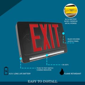 Ciata Ultra Bright Energy-efficient Lighted Exit Signs with Battery Backup, Indoor Led Emergency Exit Sign, Battery Powered Exit Sign, Exit Signs for Business, Led Adjustable Light Pipe Combo