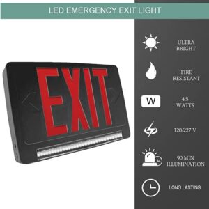 Ciata Ultra Bright Energy-efficient Lighted Exit Signs with Battery Backup, Indoor Led Emergency Exit Sign, Battery Powered Exit Sign, Exit Signs for Business, Led Adjustable Light Pipe Combo