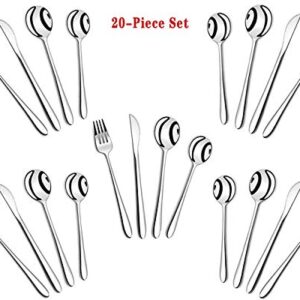 20 Pcs Silverware Set HARBORII Flatware Set Stainless Steel Utensils Set Mirror Polished Cutlery Set Including Forks Knife Spoons Dishwasher Safe