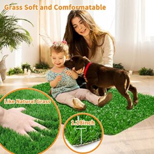 LOOBANI Dog Grass Pee Pads, Arificial Grass Patch for Potty Tray, Fake Grass Tuf for Dogs to Pee On, Indoor Pee Grass for Dog Potty, Dog Grass Outdoor Use- Set of 2(18" x 23")