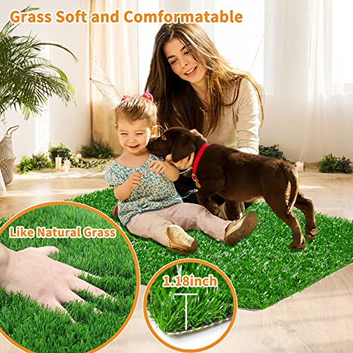 LOOBANI Dog Grass Pee Pads, Arificial Grass Patch for Potty Tray, Fake Grass Tuf for Dogs to Pee On, Indoor Pee Grass for Dog Potty, Dog Grass Outdoor Use- Set of 2(18" x 23")