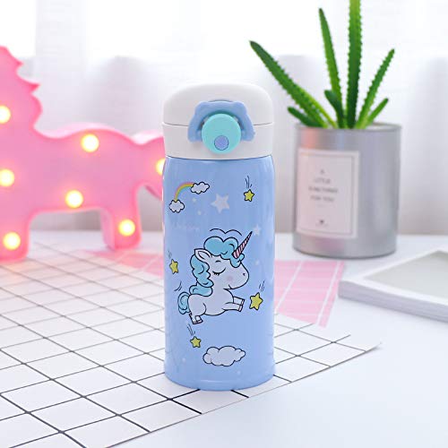 Unicorn Water Bottles for Girls Thermoses Stainless Steel Water Bottle Vacuum Insulated Water Flask Gift for Girls (blue)