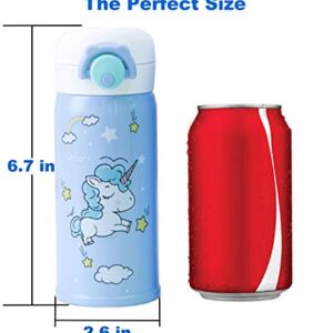 Unicorn Water Bottles for Girls Thermoses Stainless Steel Water Bottle Vacuum Insulated Water Flask Gift for Girls (blue)