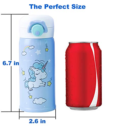 Unicorn Water Bottles for Girls Thermoses Stainless Steel Water Bottle Vacuum Insulated Water Flask Gift for Girls (blue)