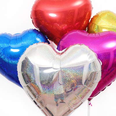 AnnoDeel 15pcs Heart Foil Balloon, 18inch Blue Gold Green Heart shap Mylar balloons for Romantic Love Wedding Birthay Party Decorations