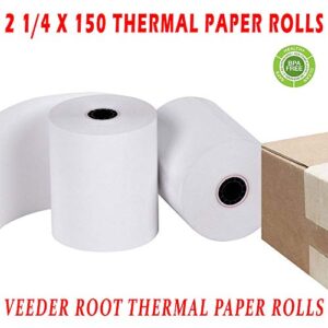 (50 Rolls) 2 1/4" x 150' Thermal Paper 2.25 Inch x 150 ft (57/58mm) Cash Register/Calculator Thermal Receipt Printer Paper for Talento Dassault, Veeder Root TLS350, Verifone Omni 3300 & 3350