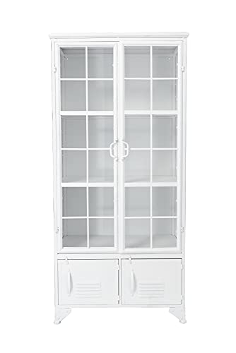 Creative Co-Op Metal Shelves & 4 Doors Cabinets and Shelf Units, White