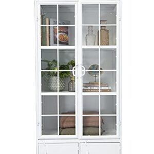 Creative Co-Op Metal Shelves & 4 Doors Cabinets and Shelf Units, White