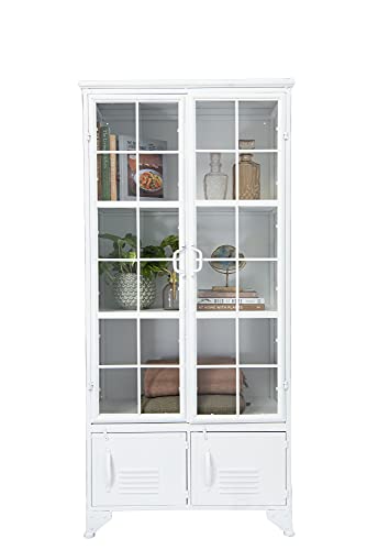 Creative Co-Op Metal Shelves & 4 Doors Cabinets and Shelf Units, White