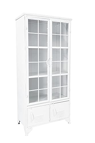 Creative Co-Op Metal Shelves & 4 Doors Cabinets and Shelf Units, White