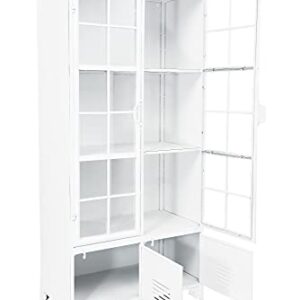 Creative Co-Op Metal Shelves & 4 Doors Cabinets and Shelf Units, White