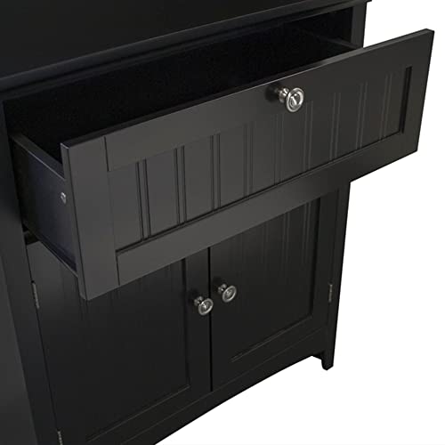 OS Home and Office Framed Glass Doors and Drawer in Black kitchen buffet with hutch