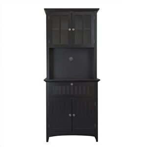 OS Home and Office Framed Glass Doors and Drawer in Black kitchen buffet with hutch