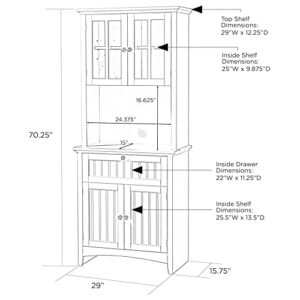 OS Home and Office Framed Glass Doors and Drawer in Black kitchen buffet with hutch