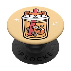 boba tea bubble tea - cute kawaii fox popsockets popgrip: swappable grip for phones & tablets