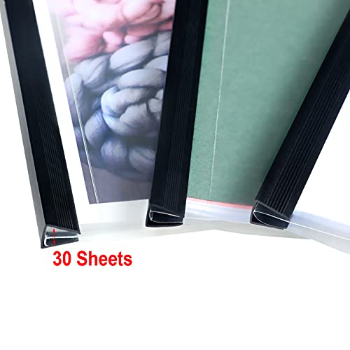 30 Pieces Binding Bars Slide Grip Binding Bars for Office School Report Cover, A4 Size, 30 Sheets Capacity, 12 Inch (Black)