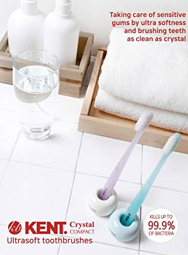 [Kent] Crystal Small Soft Firm Action Soft Toothbrush, Deep Cleaning Sensitive Teeth & Gums for Adults & Teens (Compact Size) - (Set of 5)