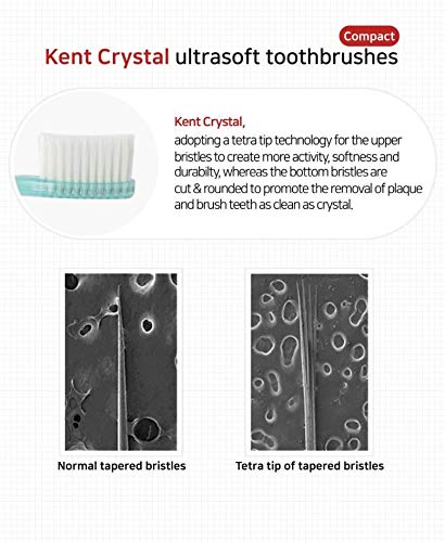 [Kent] Crystal Small Soft Firm Action Soft Toothbrush, Deep Cleaning Sensitive Teeth & Gums for Adults & Teens (Compact Size) - (Set of 5)