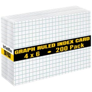 1intheoffice index cards 4x6 graph ruled white, quad ruled index cards 4x6 200/pack