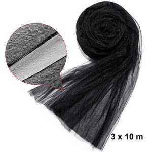 Zonon Insect Netting Garden Mesh Netting Fly Bird Net Barrier Hunting Blind Plant Protecting (Black, 3 x 10m)