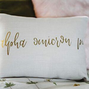 Sorority Shop Alpha Omicron Pi Pillow – Gold Script Design, 12" x 16" Lumbar Pillow Sorority