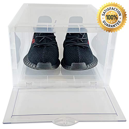 Glory Coast Drop Front Shoe Box, Clear Stackable Storage Container, 2 Pack