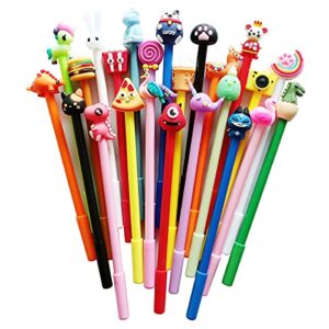 24 pack black erasable pens kiddie kawaii cute cartoon gel ink pens assorted style writing pens for birthday present school prize student gift fun girl pens (erasable black)